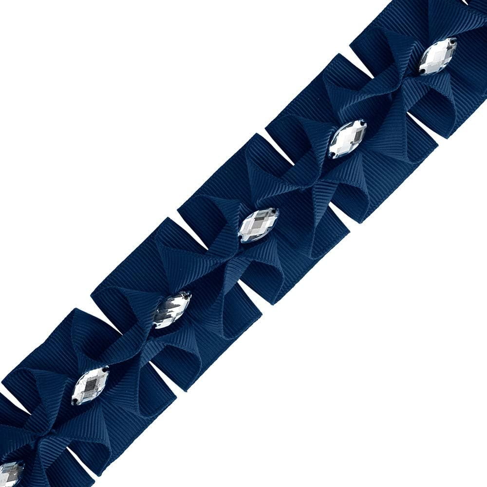 Folded Grosgrain with Rhinestone Ribbon Trim 1 Yard, HDL-006 (Navy) - Walmart.com
