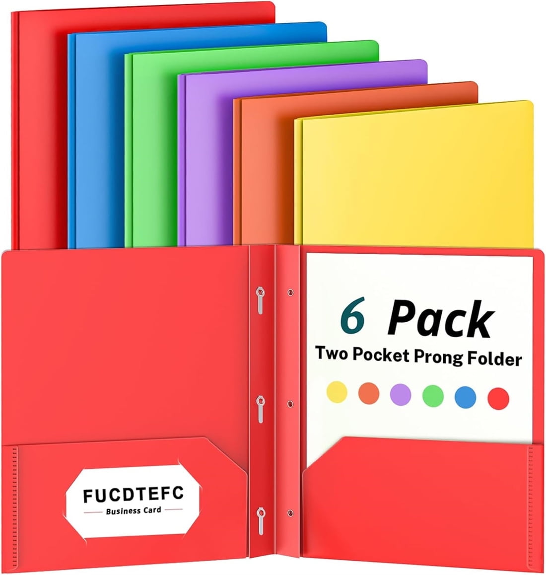 Folder with Prong, 6 Pack Plastic Folders with Pockets, File Folders ...