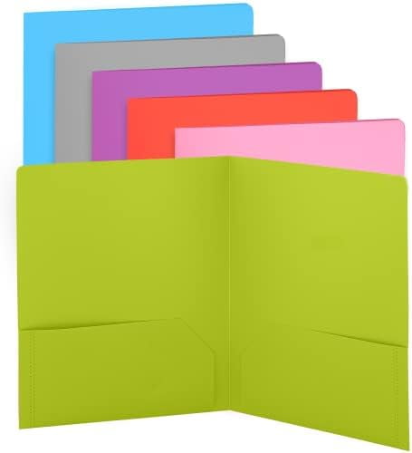 Folders with 2 Pockets Green, Colored Plastic File School Folder Letter ...
