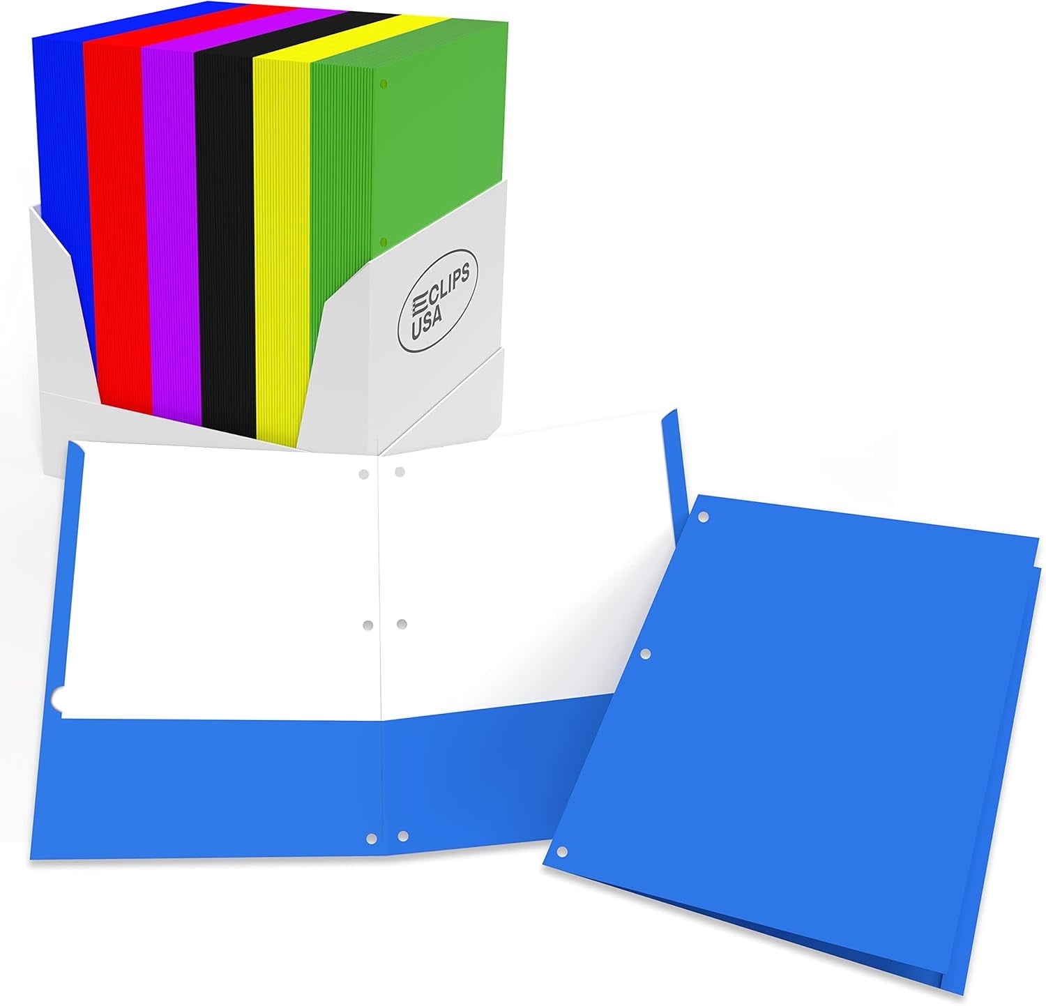 E-Clips USA Assorted Pocket Folders & File Folders with 3 Punched Holes ...