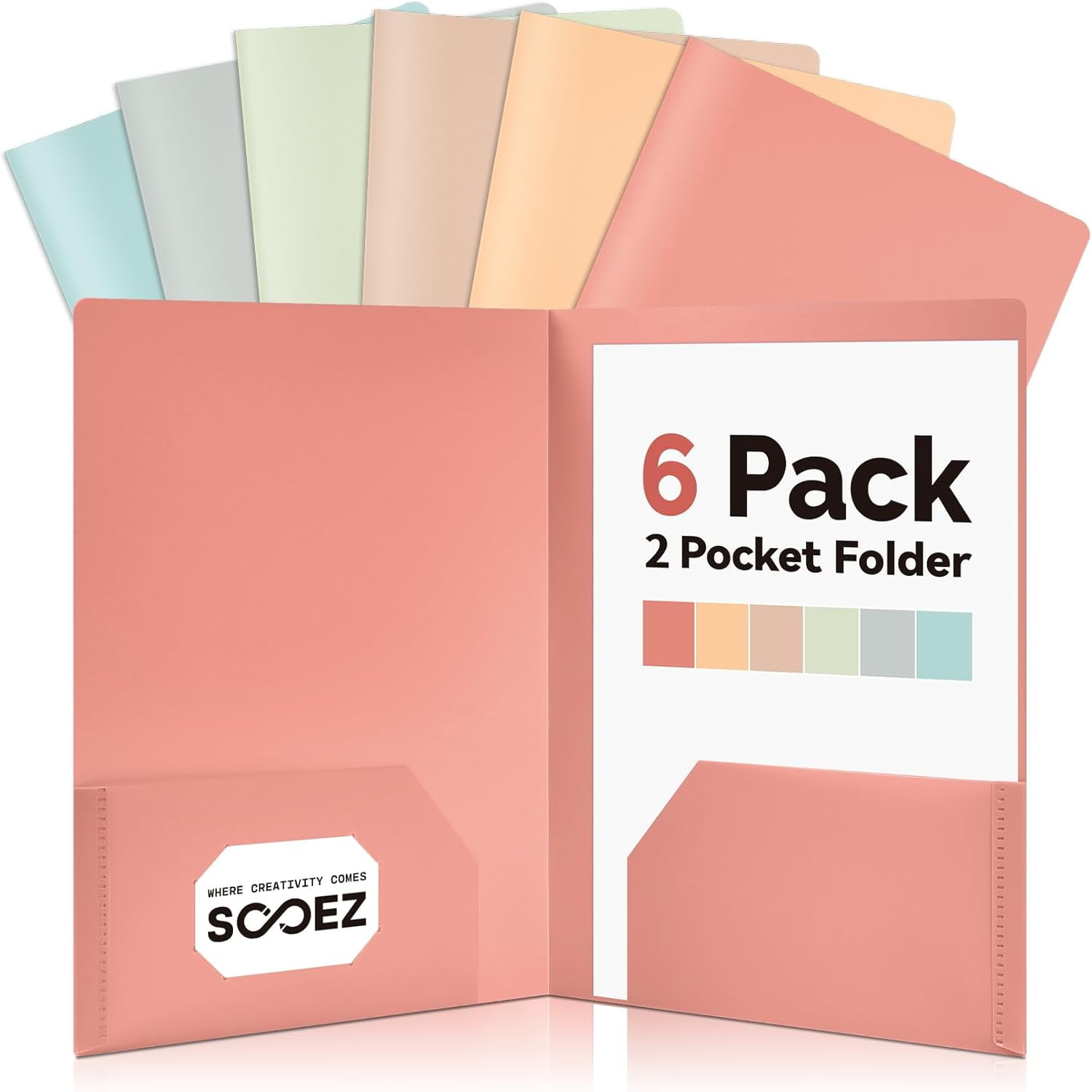 Folders with Pockets, Pastels Colors, Heavy Duty Pocket Folder, Plastic ...