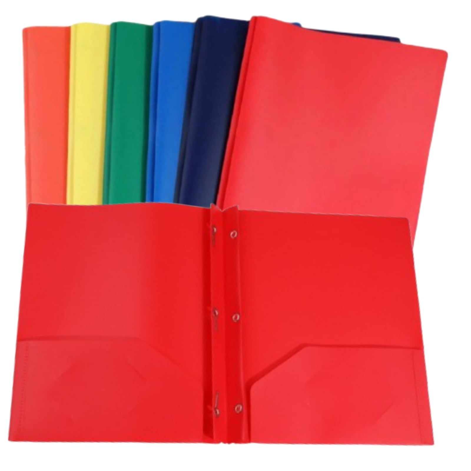 Folders with Pockets and Prong with Fasteners (6 Pack, Assorted Colors ...