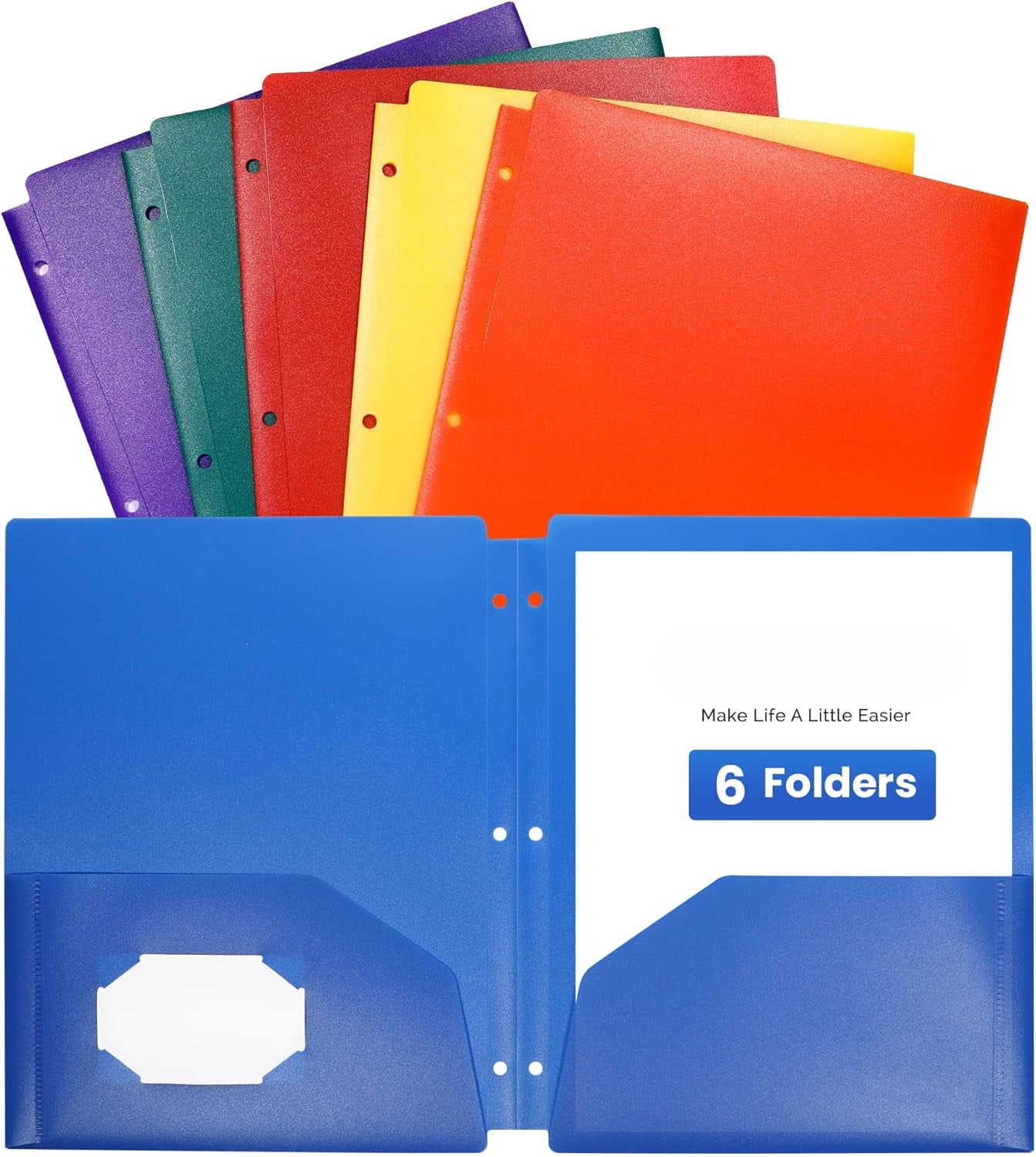 Folders with Pockets Plastic Folders for 3 Ring Binder, Heavy Duty ...