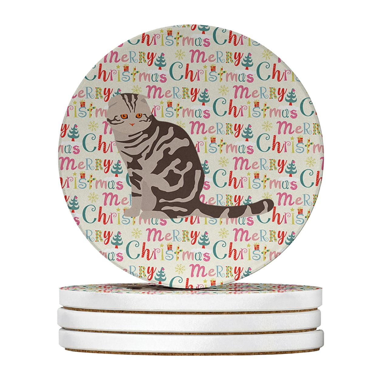 Foldex Exotic Fold Cat Christmas Large Sandstone Coasters Pack of 4 4 ...