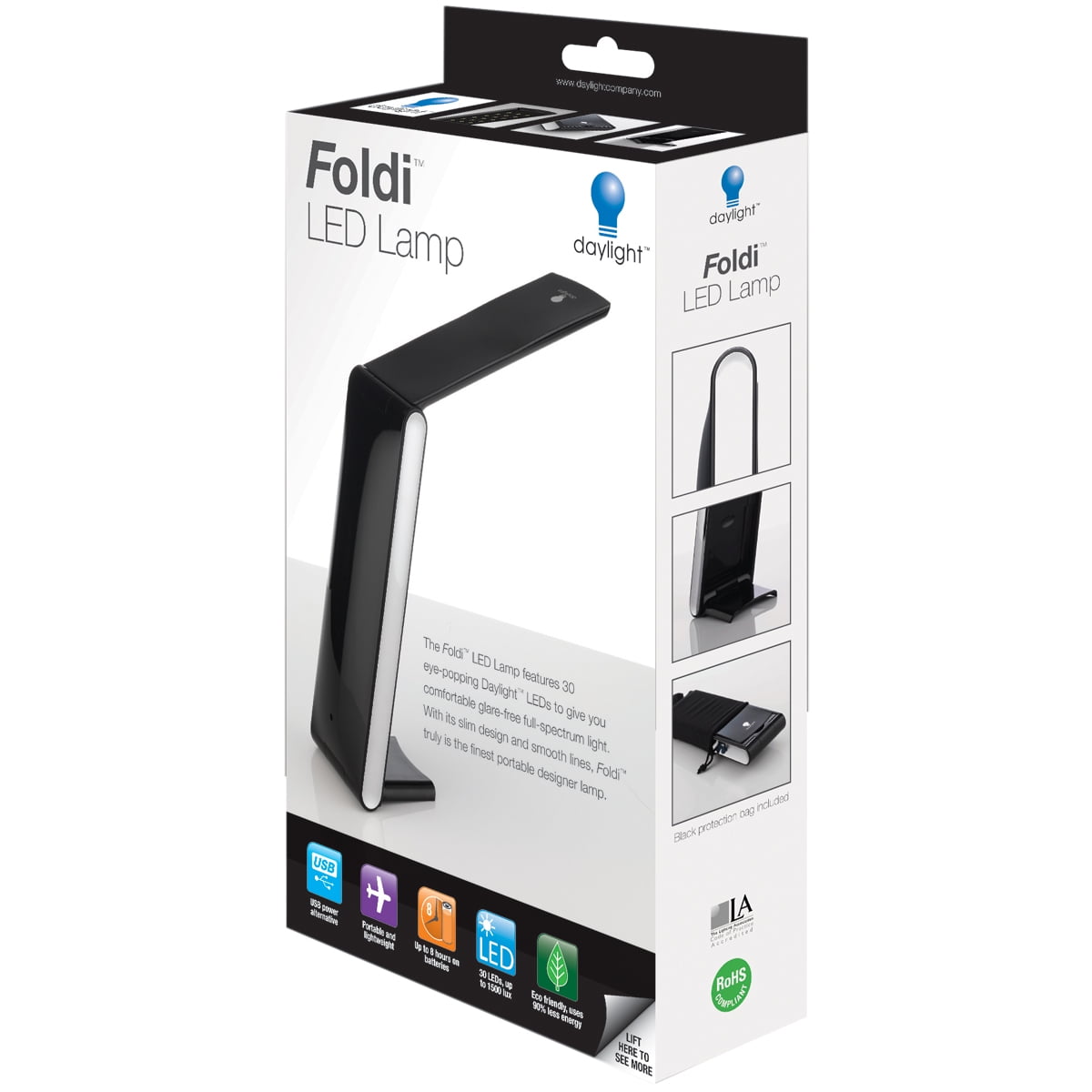 Foldi LED Lamp-Black - Walmart.com