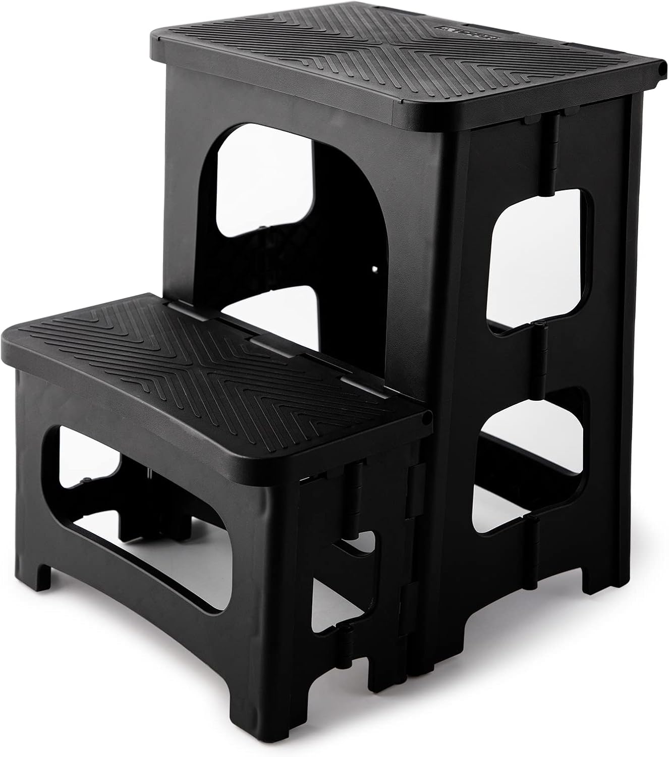 Folding 2-Step Stool, 8" 17" Non-Slip Collapsible Stools, Bedside ...