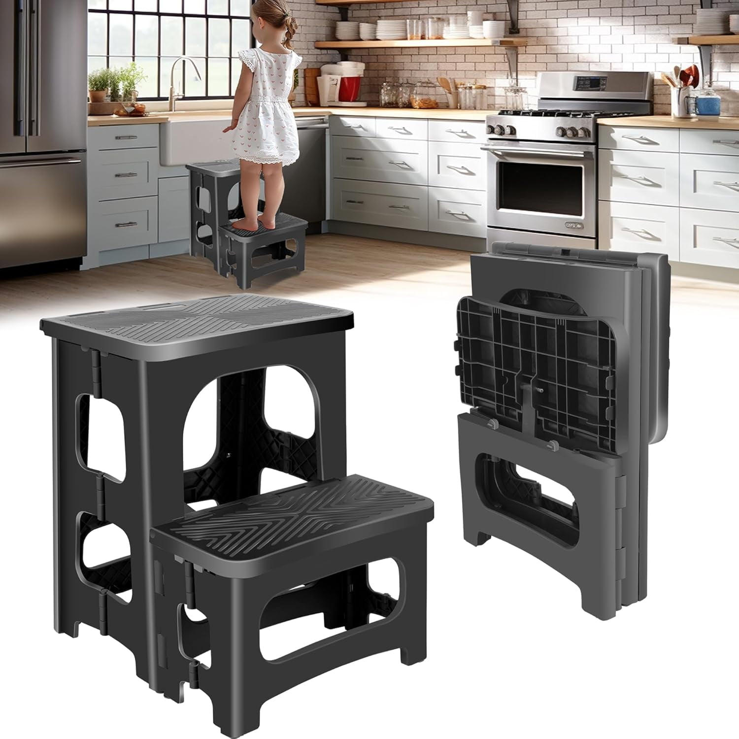 Folding 2 Step Stool for Kids Adults,Collapsible Rv Step Stool Holds ...