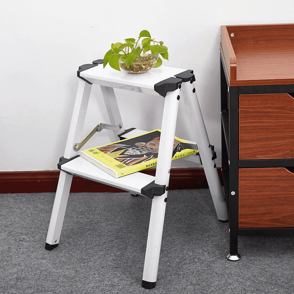 Lightweight 2-Step Aluminum Stool Ladder, 250 lbs Capacity (19 ...