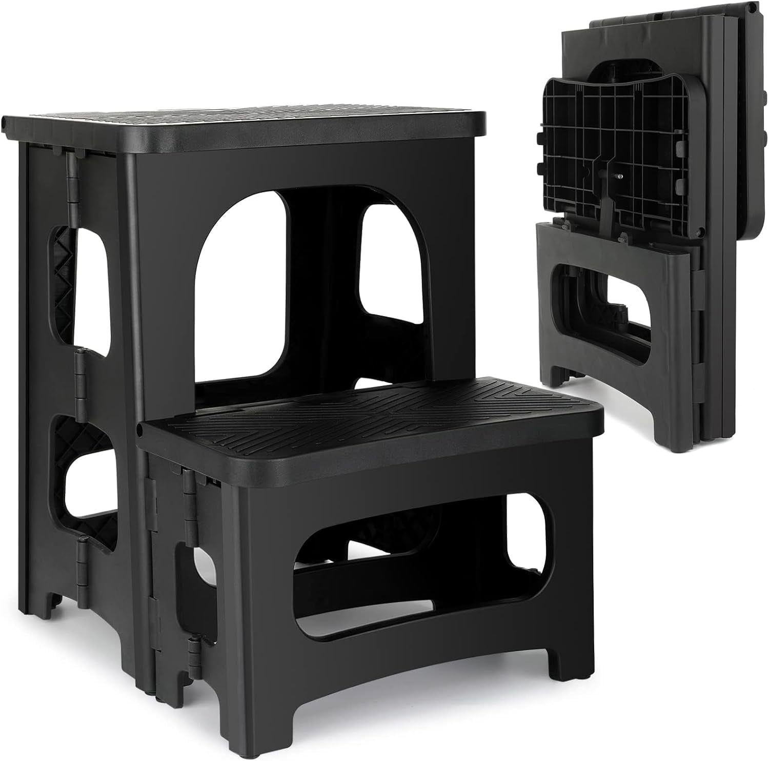 Folding 2 Step Stool, Non-Slip Collapsible Step Stool for Adults and ...