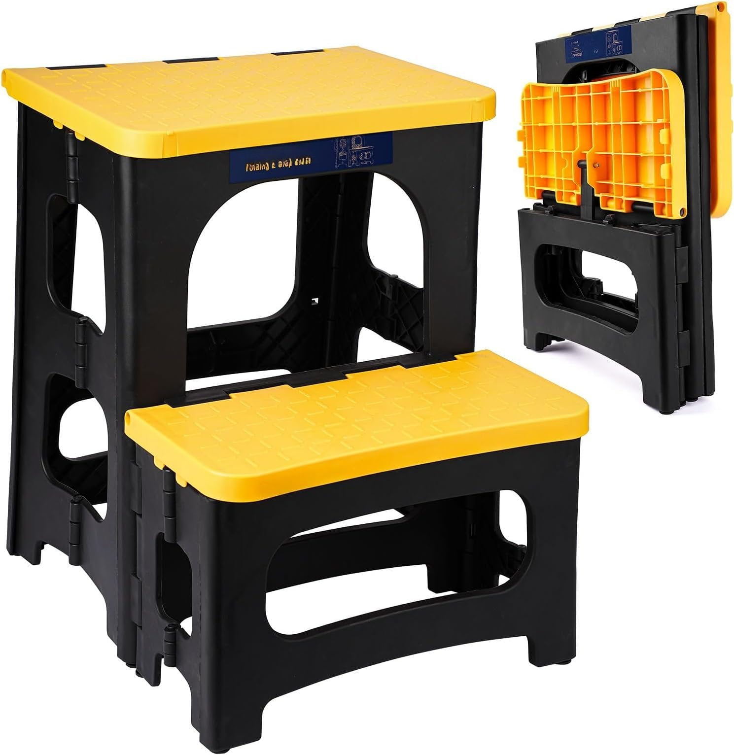 Folding 2 Step Stools,8" & 17" Dual Heights,Foldable Step Stool for and ...