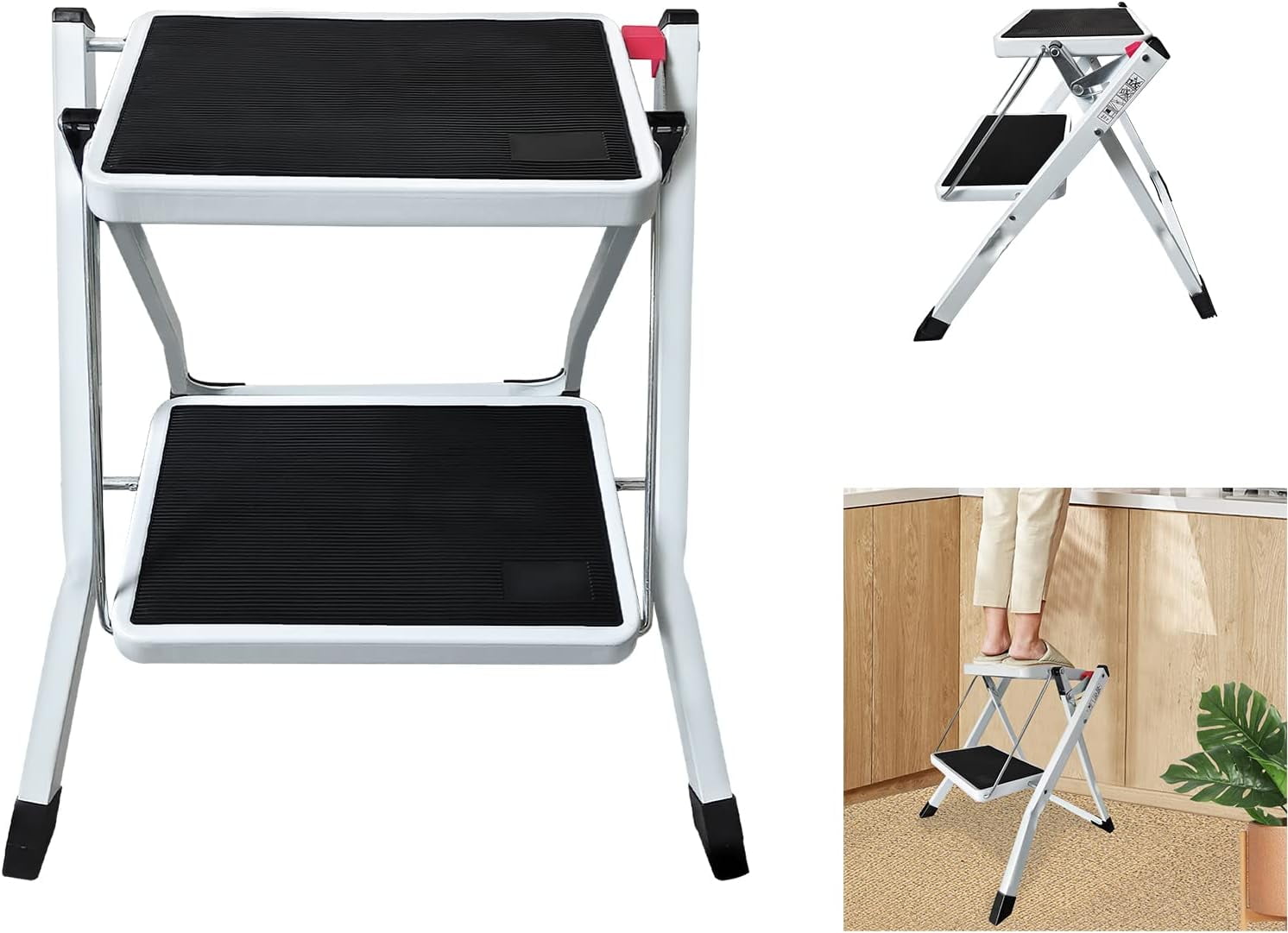 Folding 2 Step Stools for Adults, Portable Lightweight 2 Step Ladder ...