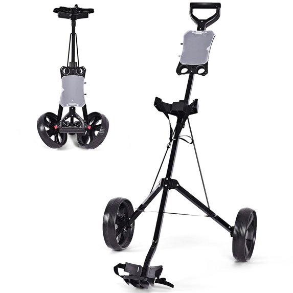 Folding 2 Wheel Push Pull Golf Club Cart Trolley Swivel w/Scoreboard ...