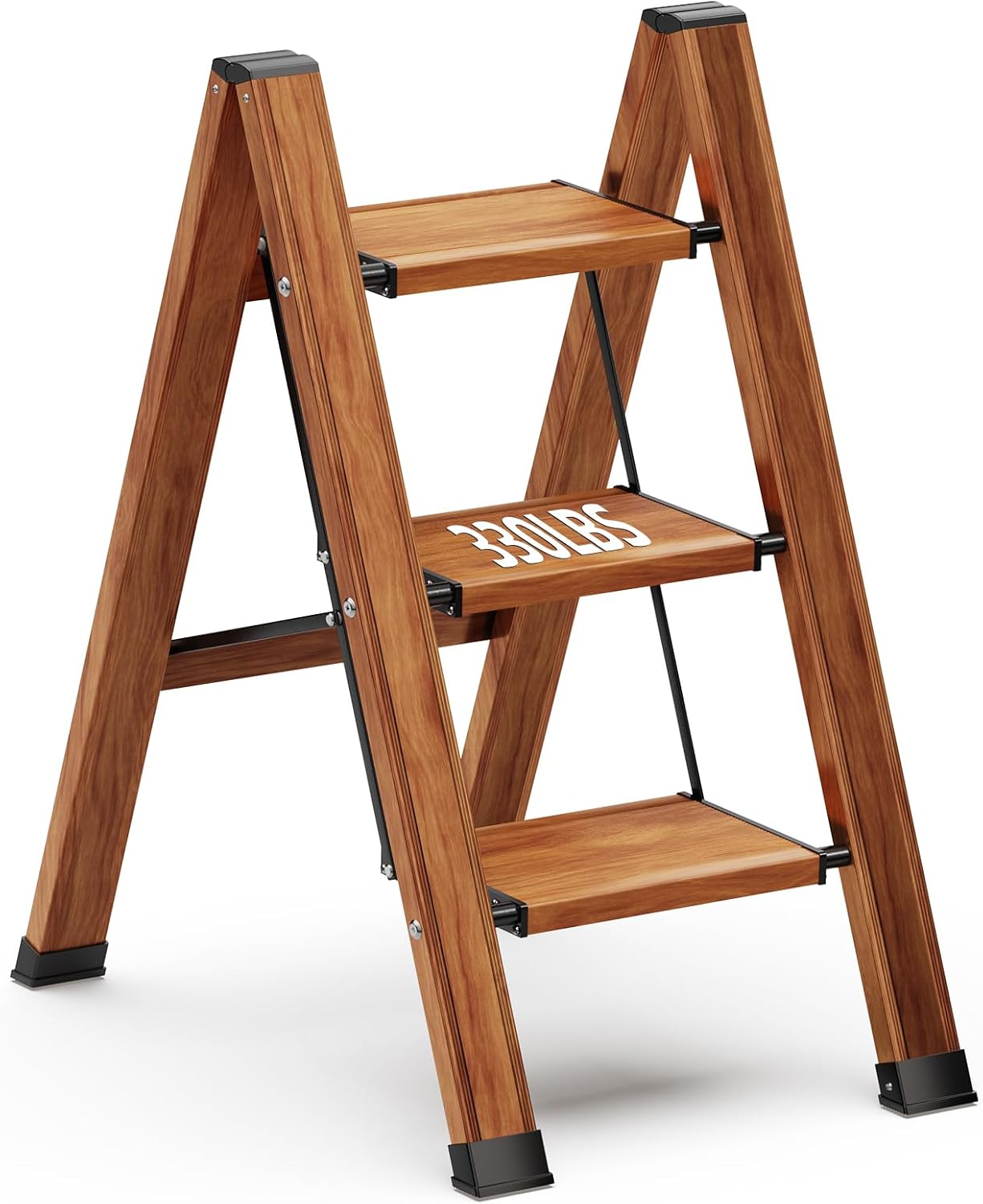 Folding 3 Step Ladder with Anti-Slip Sturdy and Wide Pedal, Lightweight ...