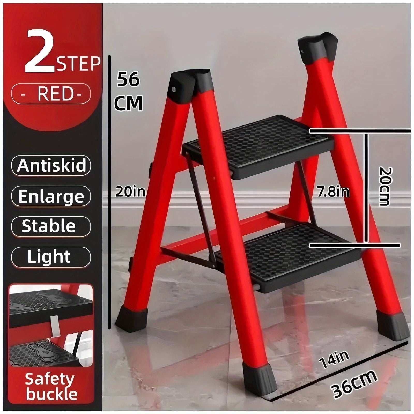 Folding 4/3 Step Ladder, Heavy Duty Steel Step Stool with Anti-Slip ...