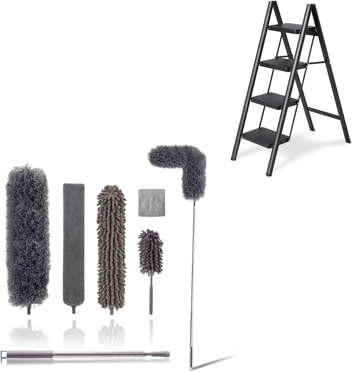 Folding 4 Step Ladder & Microfiber Duster Kit 6 Pcs - Walmart.com