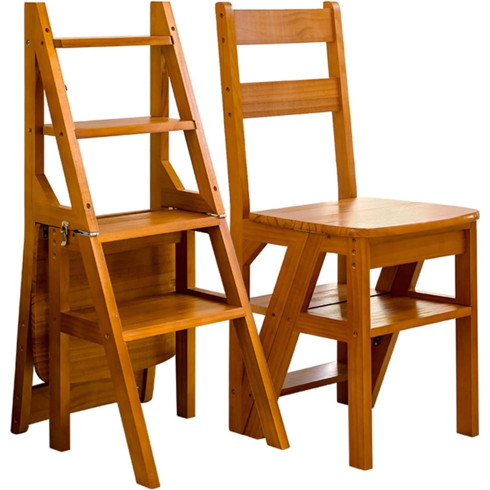 Folding 4 Steps Stools Kitchen Wooden Ladders Foot Stools Stairs Chair ...