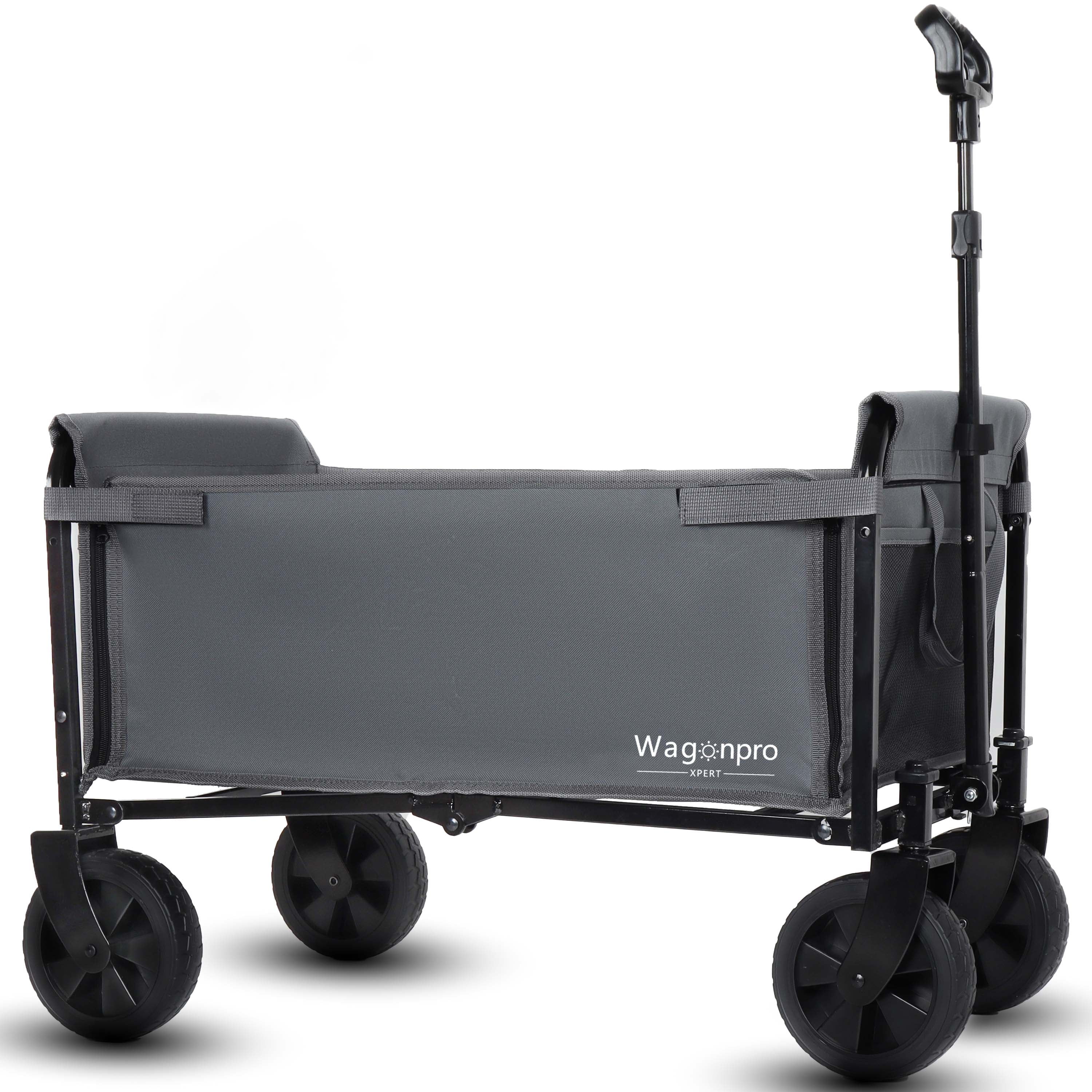 Folding 4-Wheel Trolley with Bench Seat and Dog Leash - Heavy Duty ...