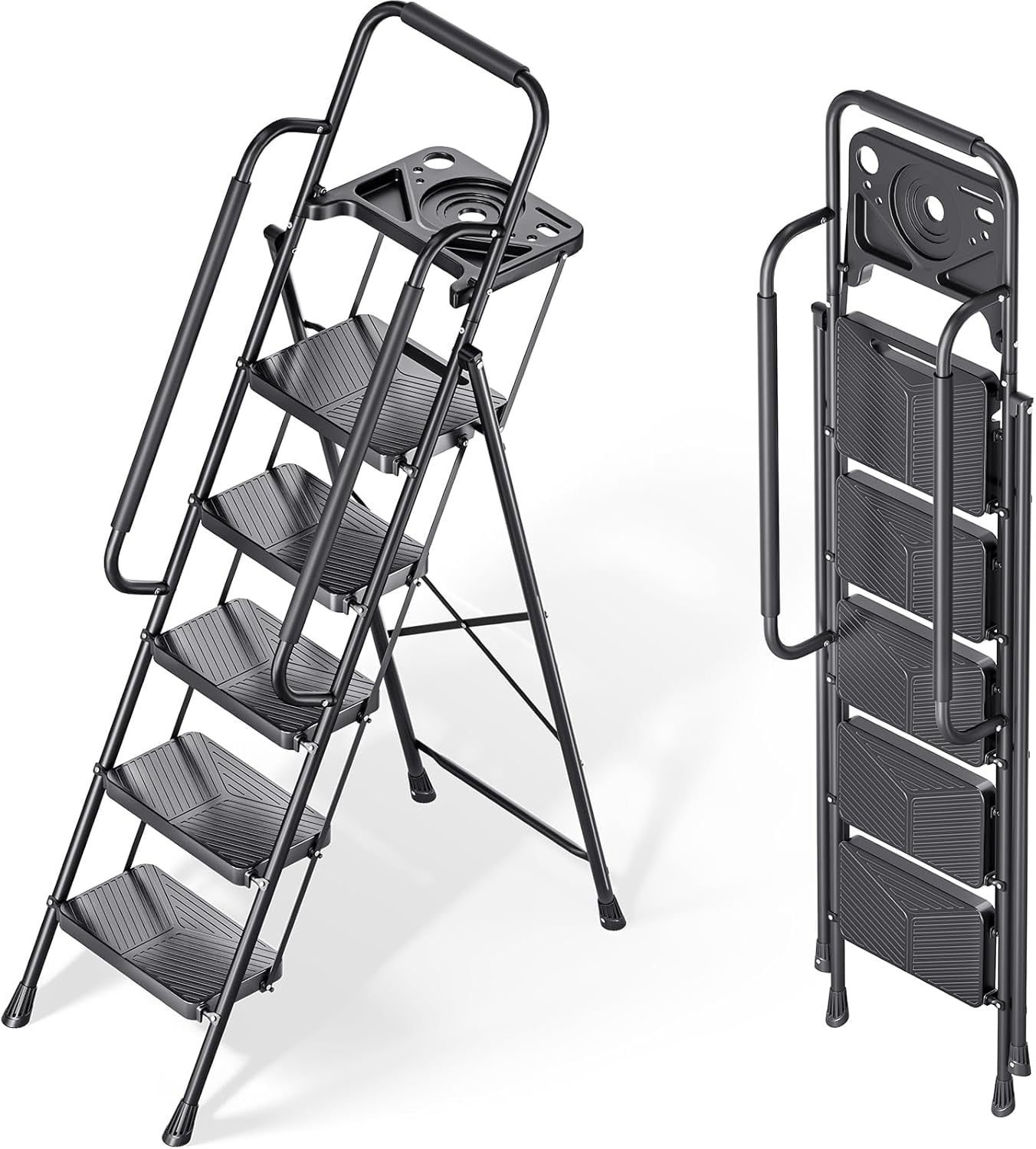 Folding 5 Step Ladder, Portable Ladder for Multi-Purpose, Home, Kitchen ...