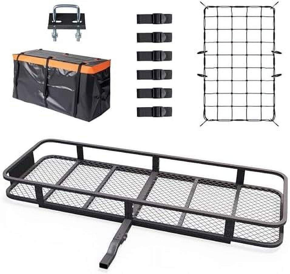 Folding 500lbs Steel Hitch Mount Basket Carrier, 60"x20"x6" Trailer ...
