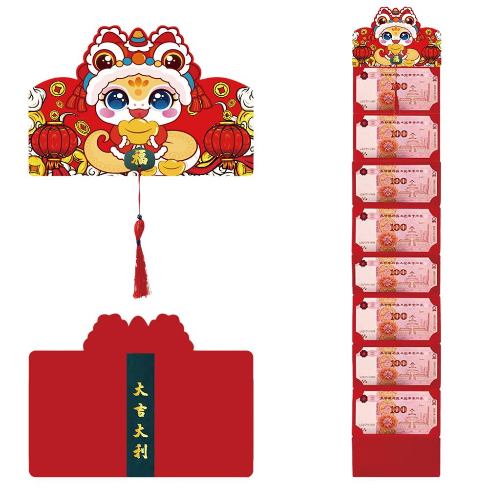 Folding 8 Card Slots 2025 New Year Of The Snake Cartoon Folding Red ...