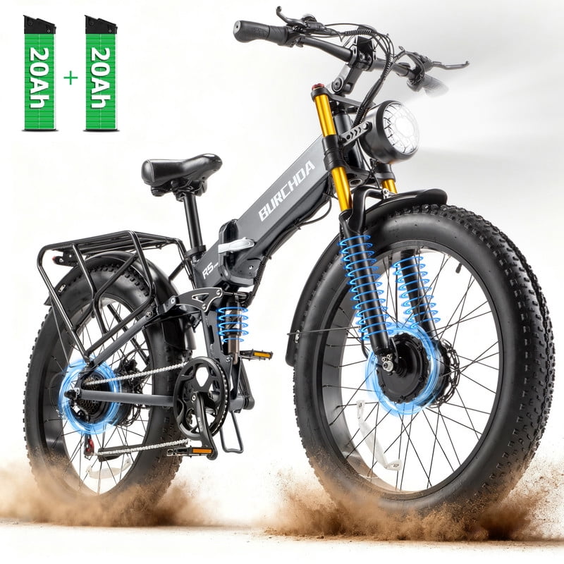Folding AWD Dual motor Electric Bike for Adults 26'' 2000w UL2849 48v ...