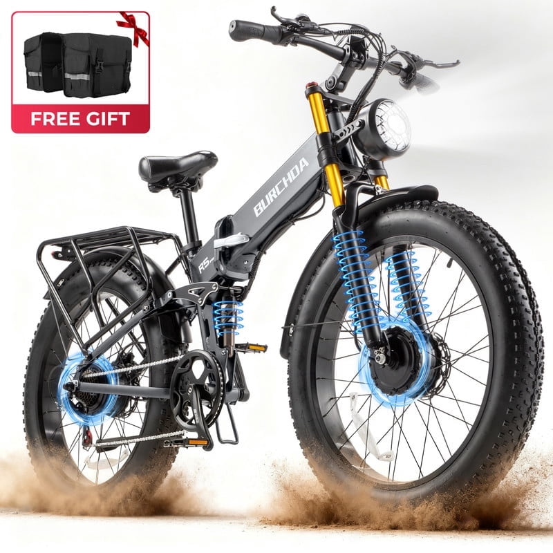 Folding AWD Dual motor Electric Bike for Adults 26'' 3000w UL2849 48v ...