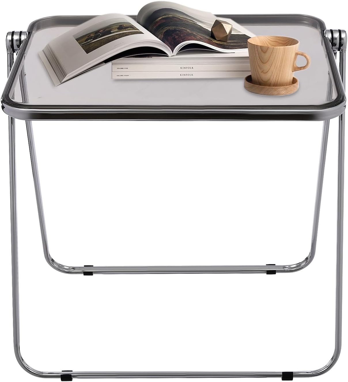 Folding Acrylic Table Small TV Tray, No Assembly Required Tiny Desk ...