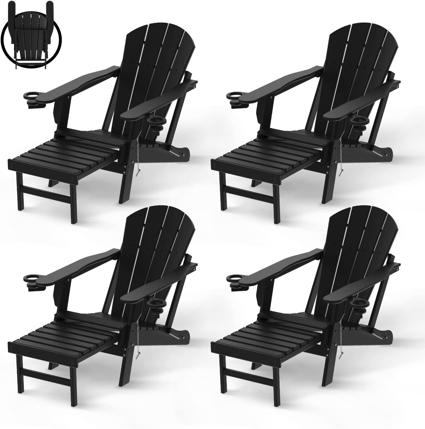 Folding Adirondack Chair with Ottoman Weather Resistant HDPE Patio ...