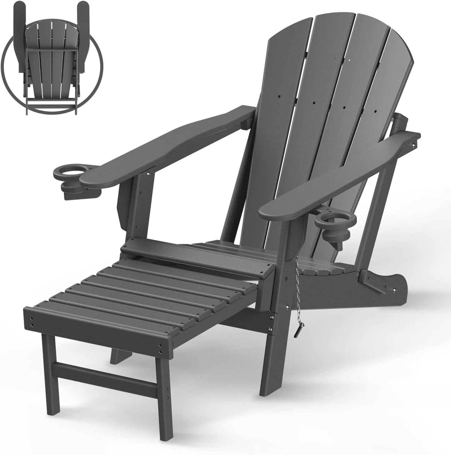 Folding Adirondack Chair with Ottoman Weather Resistant HDPE Patio ...