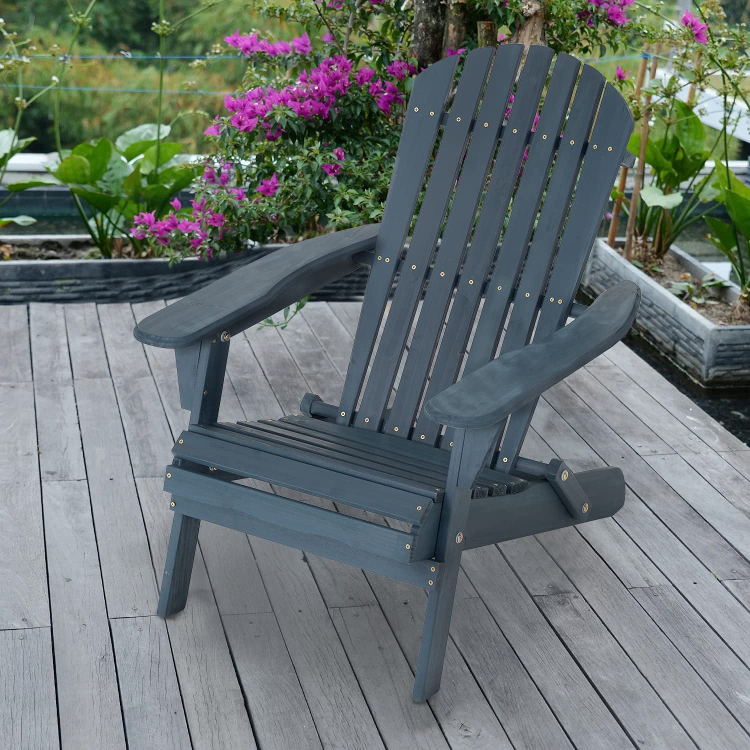 Folding Adirondack Chair, Weather Resistant Lawn Chairs Polyethylene ...