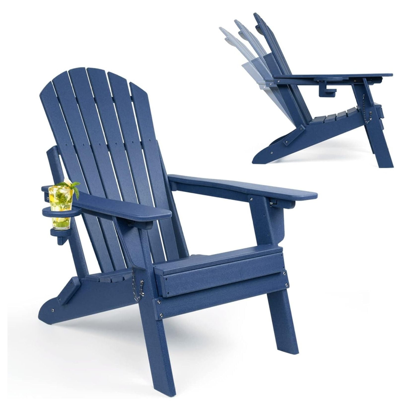 Folding Adirondack Chair with Adjustable Backrest, HDPE All Weather ...