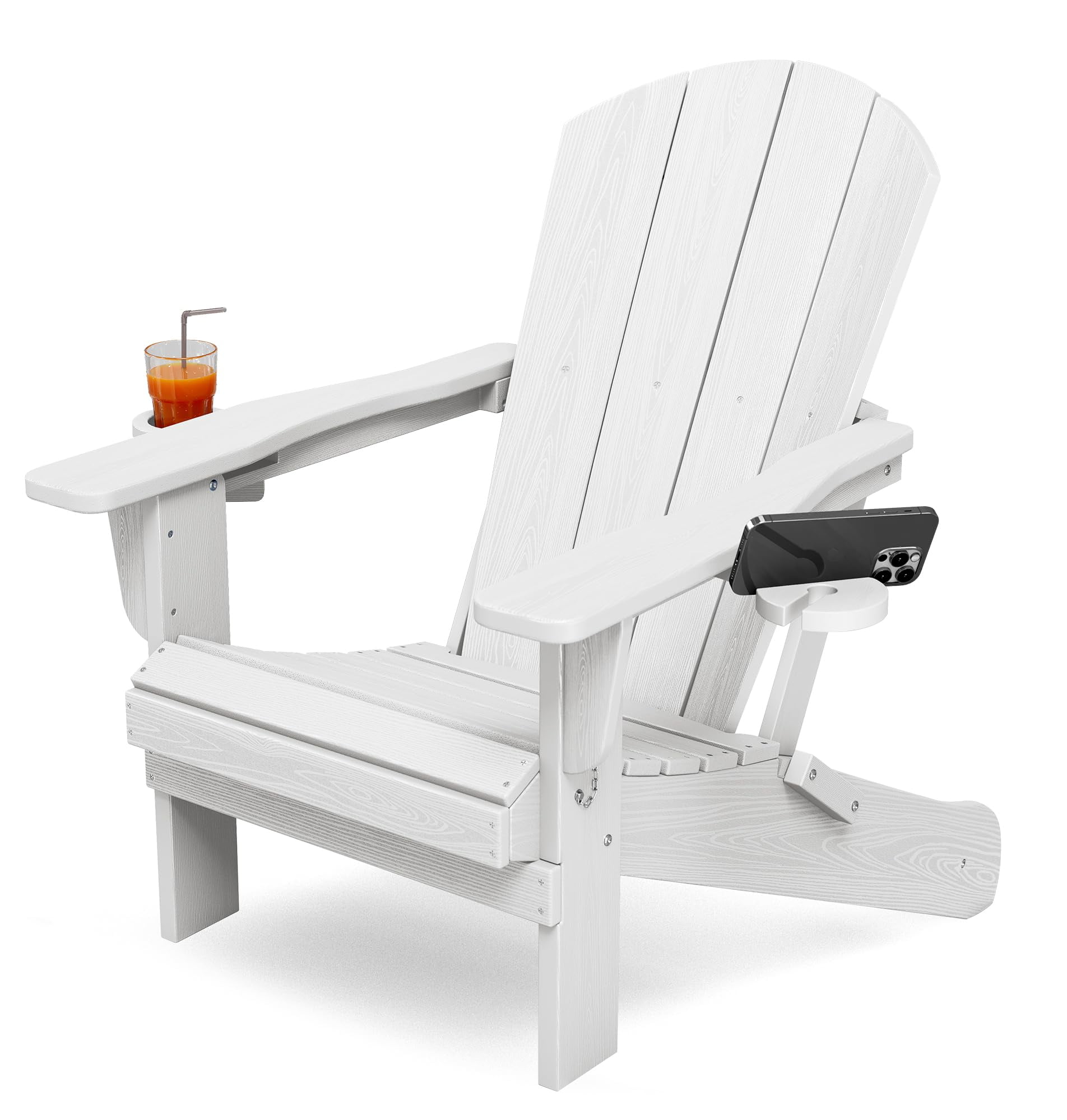 Folding Adirondack Chair with Dual Cup Holders - HDPE All-Weather ...
