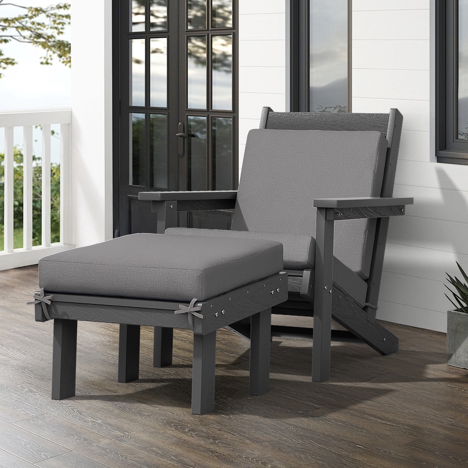 Folding Adjustable Adirondack Chair with Retractable Ottoman and ...