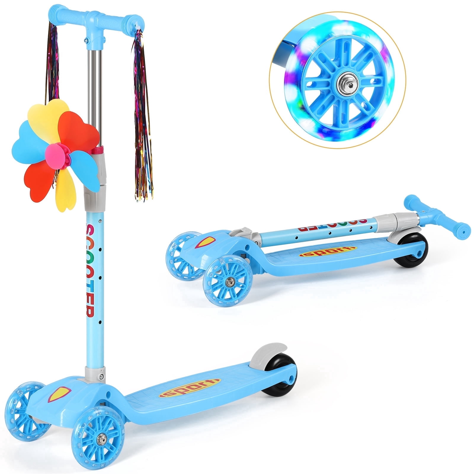 Sunexinlo Kids Kick Scooter Folding Adjustable Height Triple Wheels ...