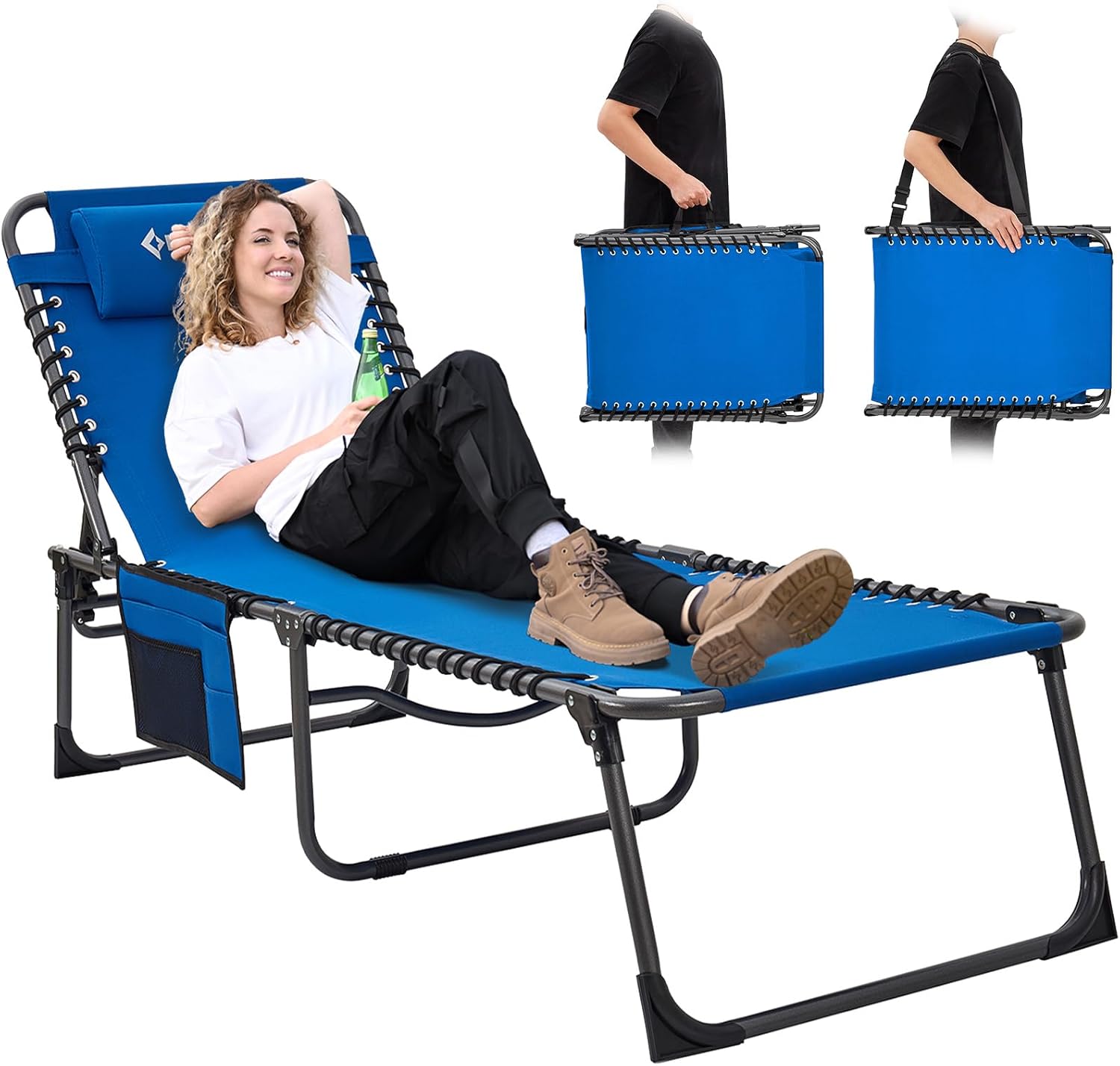 Folding Adjustable Patio Chaise Lounges for Pool, Beach, Sunbathing ...
