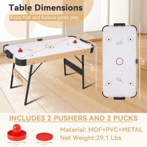 Folding Air Hockey Table, LED Scoring Air Hockey Game Table with ...
