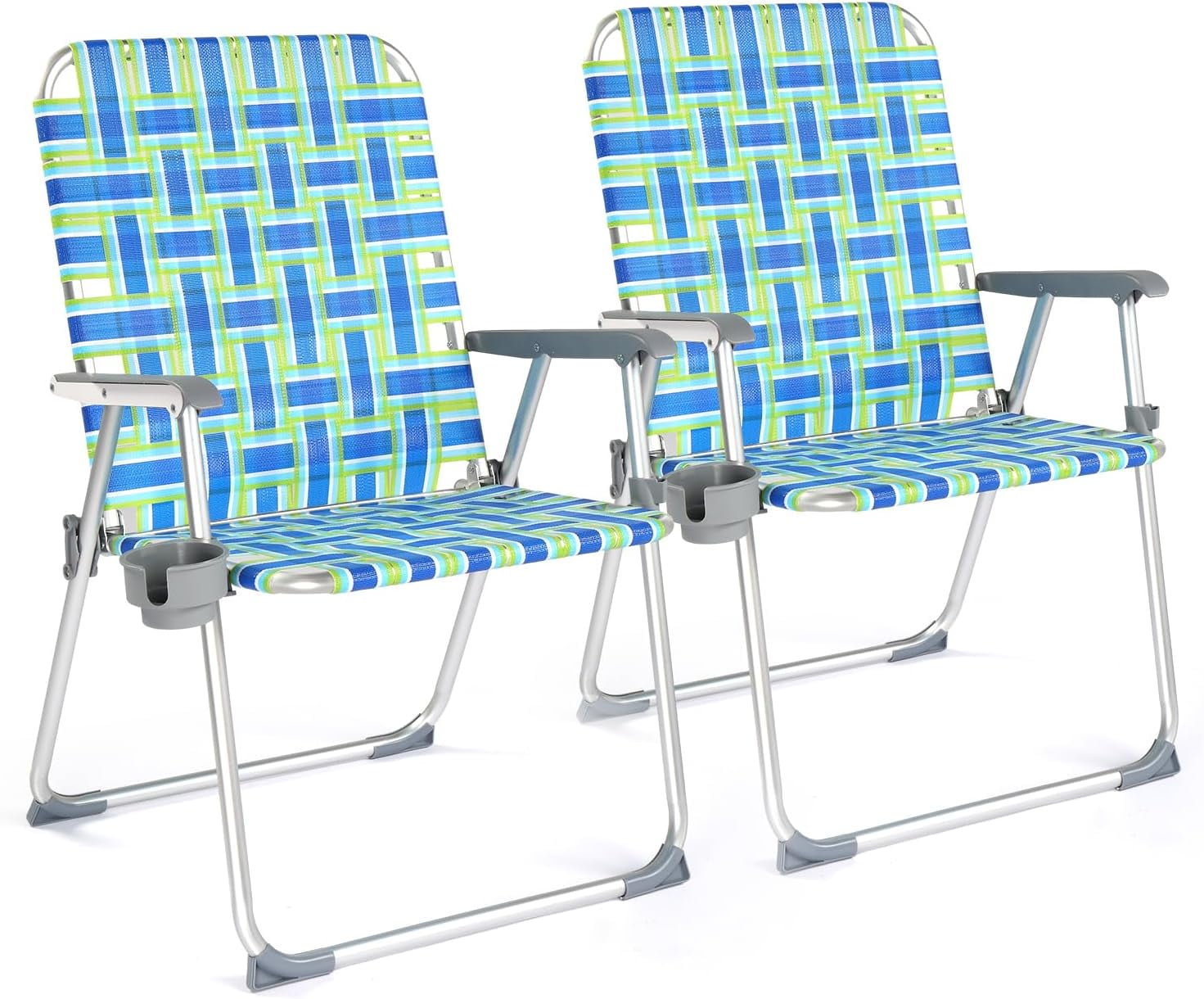 Folding Aluminum Webbed Oversized Lawn Chairs with Detachable Cup ...