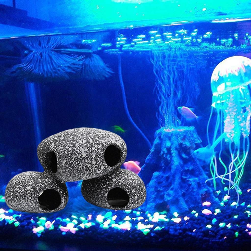 Folding Aquarium Decoration Rock Caves, Ceramic Fish Tank Hideout Cave ...