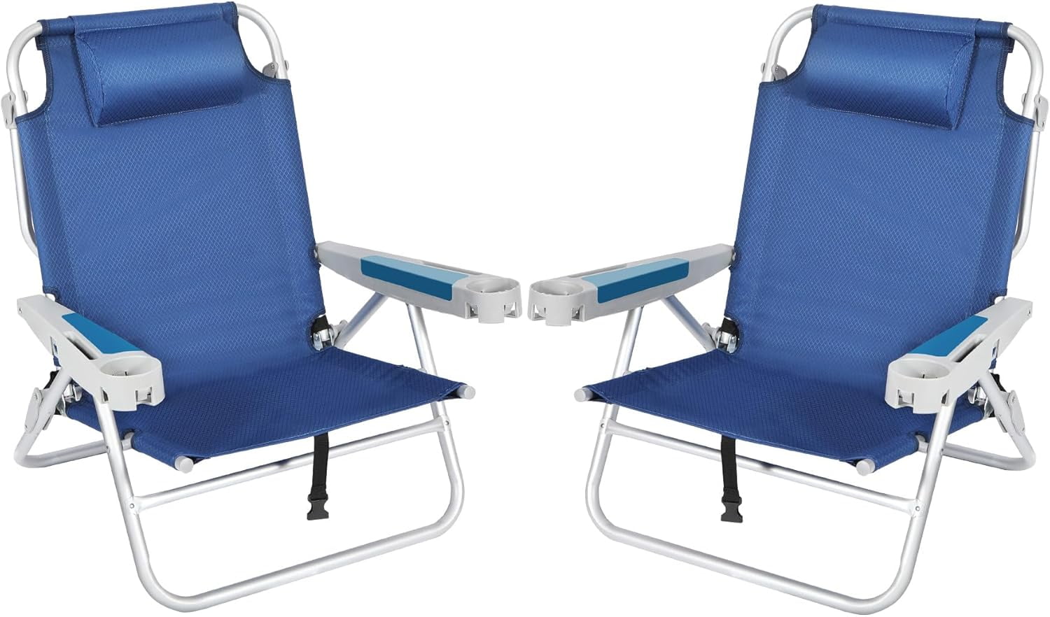 Folding Backpack Beach Chair for Adults 2 Pack, 5 Position Adjustable ...