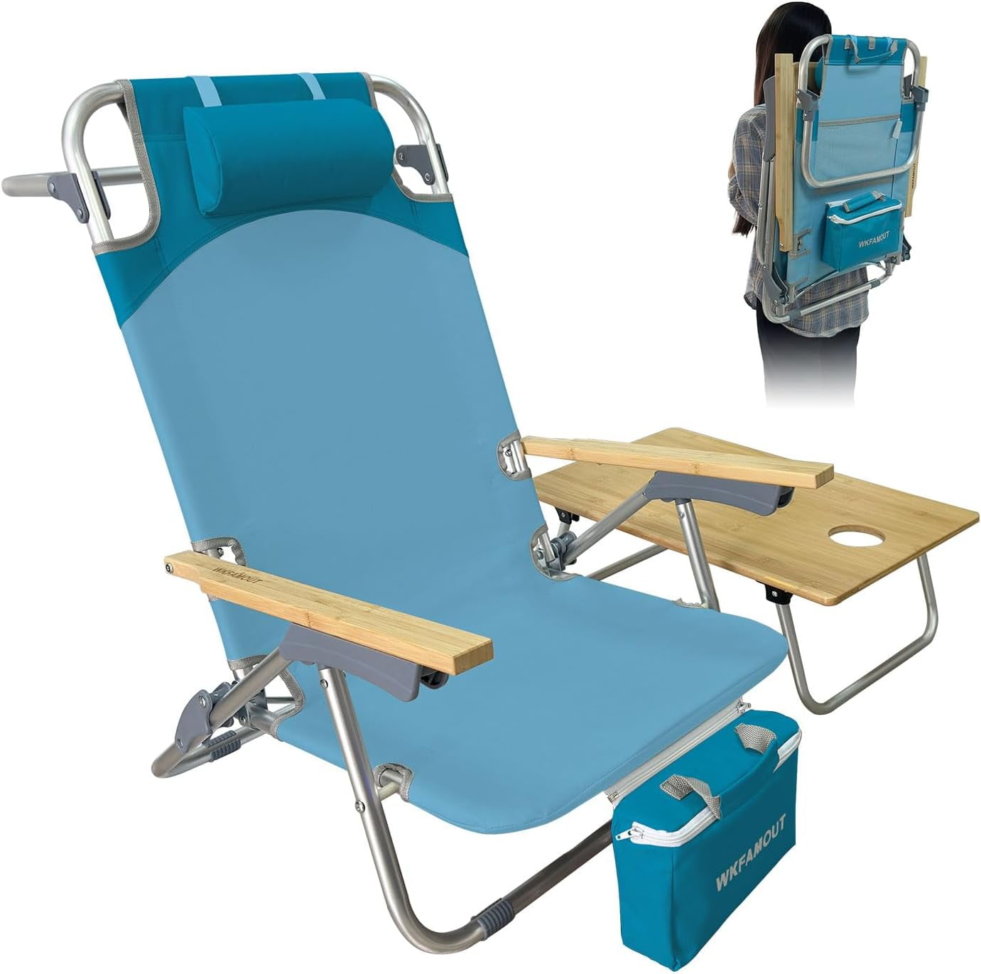 Folding Backpack Beach Chair Aluminum 5-Position with Samll Camping ...