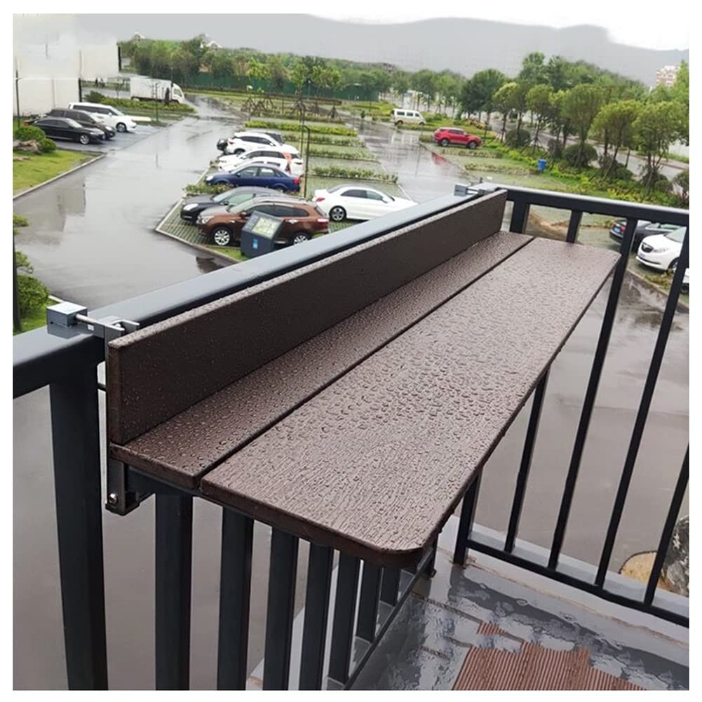 Folding Balcony Hanging Table - Rectangular Wood Style Railing Table ...