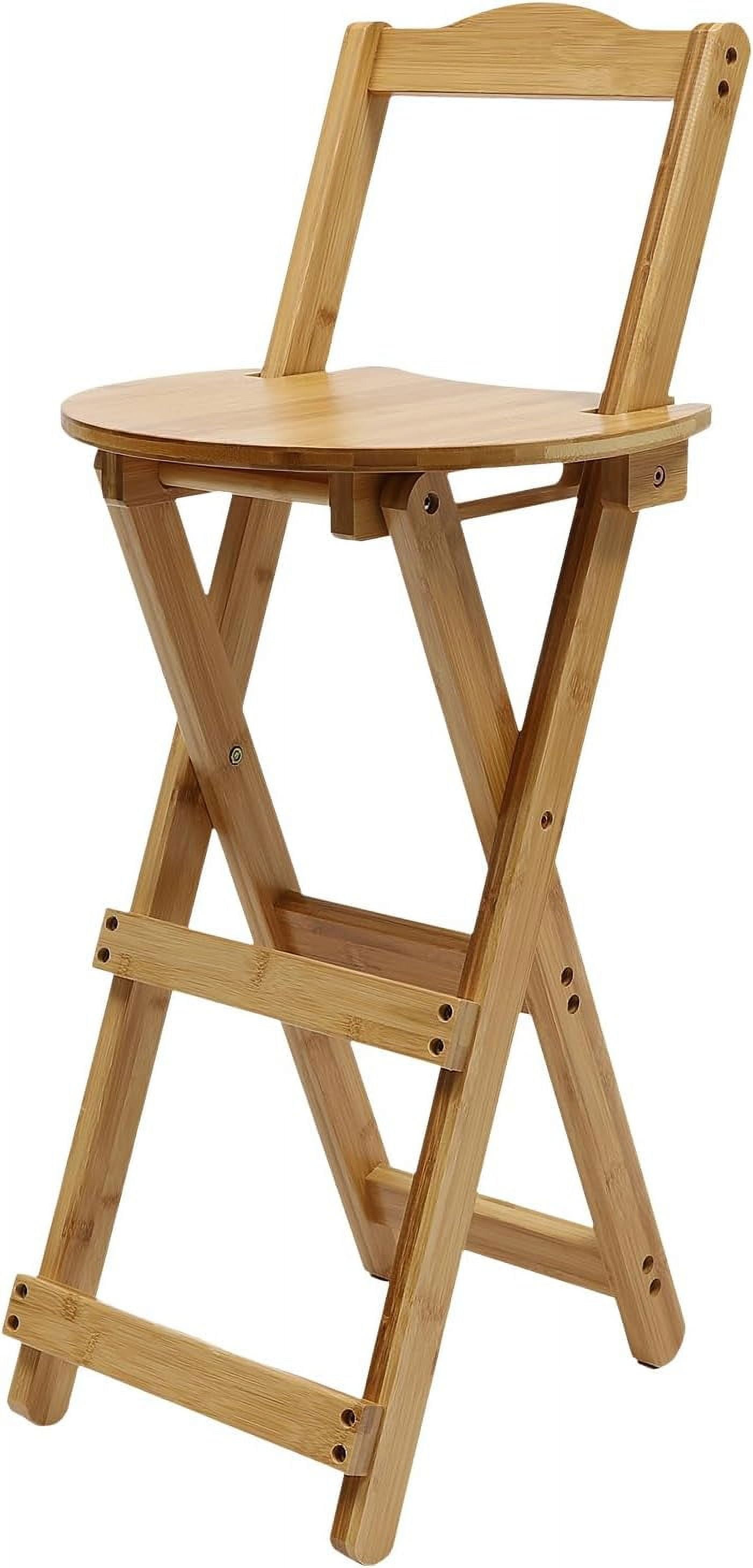 Folding Bamboo Bar Stool, 24.8-inch Kitchen Counter Height Stools with ...