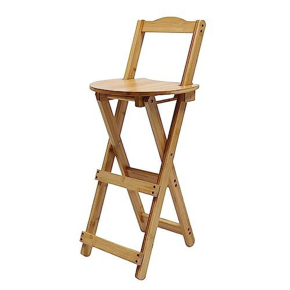 Folding Bamboo Bar Stool with Backrest and Footrest, Easy Storage ...