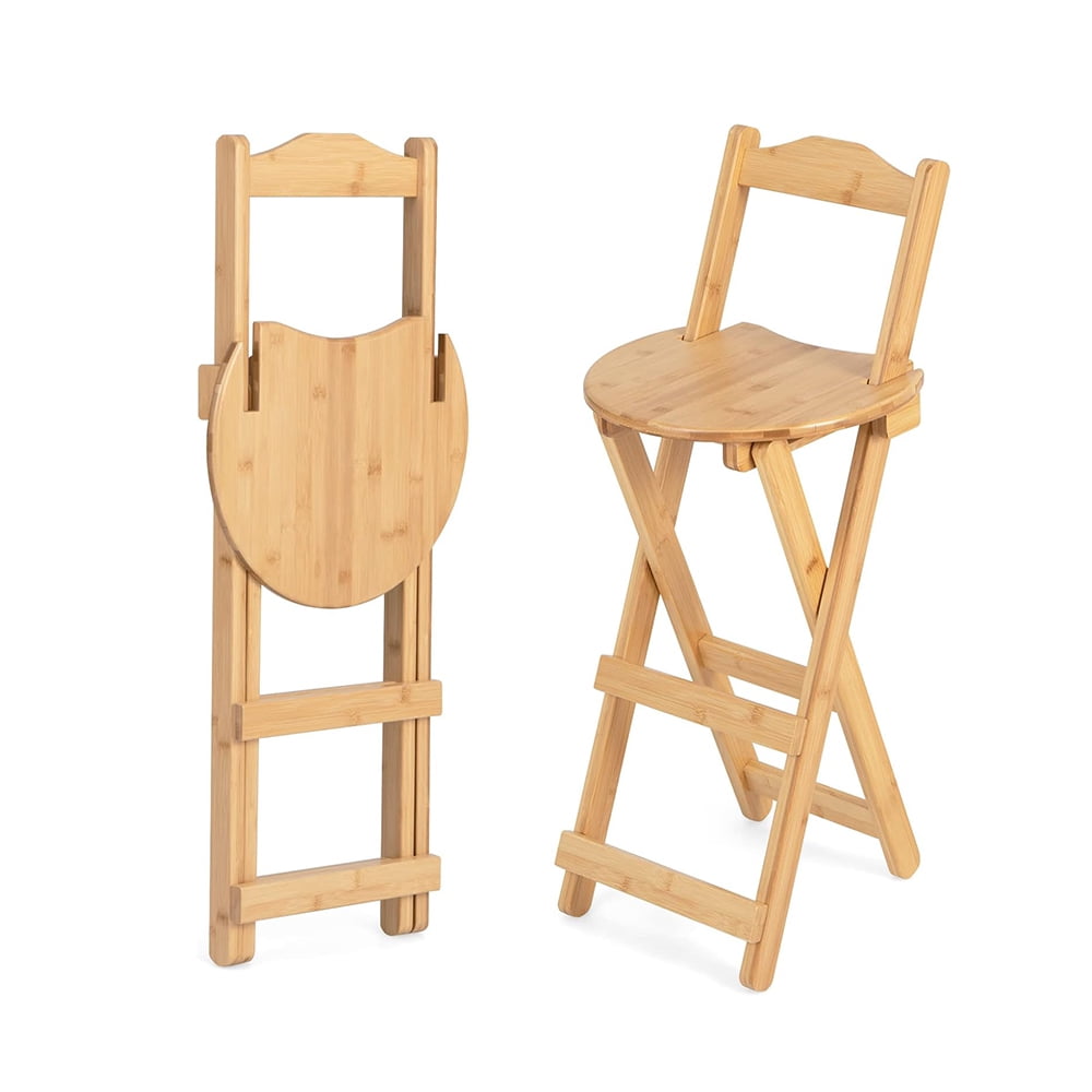 Folding Bamboo Bar Stools, 24-inch Kitchen Counter Height Stools with ...