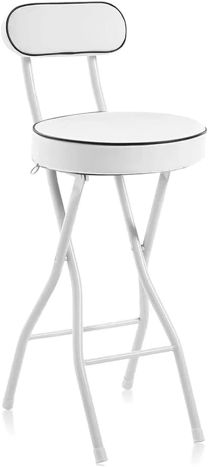 Folding Bar Stool with Back,Tall Folding Stool Chair Leather Padded ...