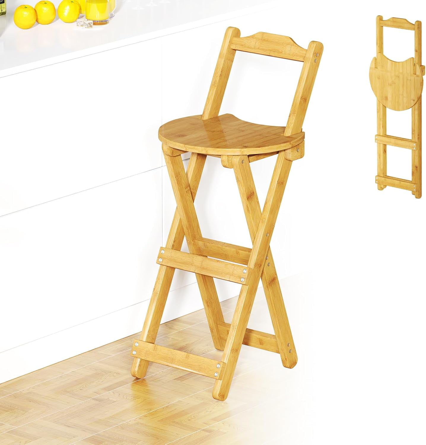 Folding Bar Stool with Backrest Portable Tall Folding Stool Chair ...