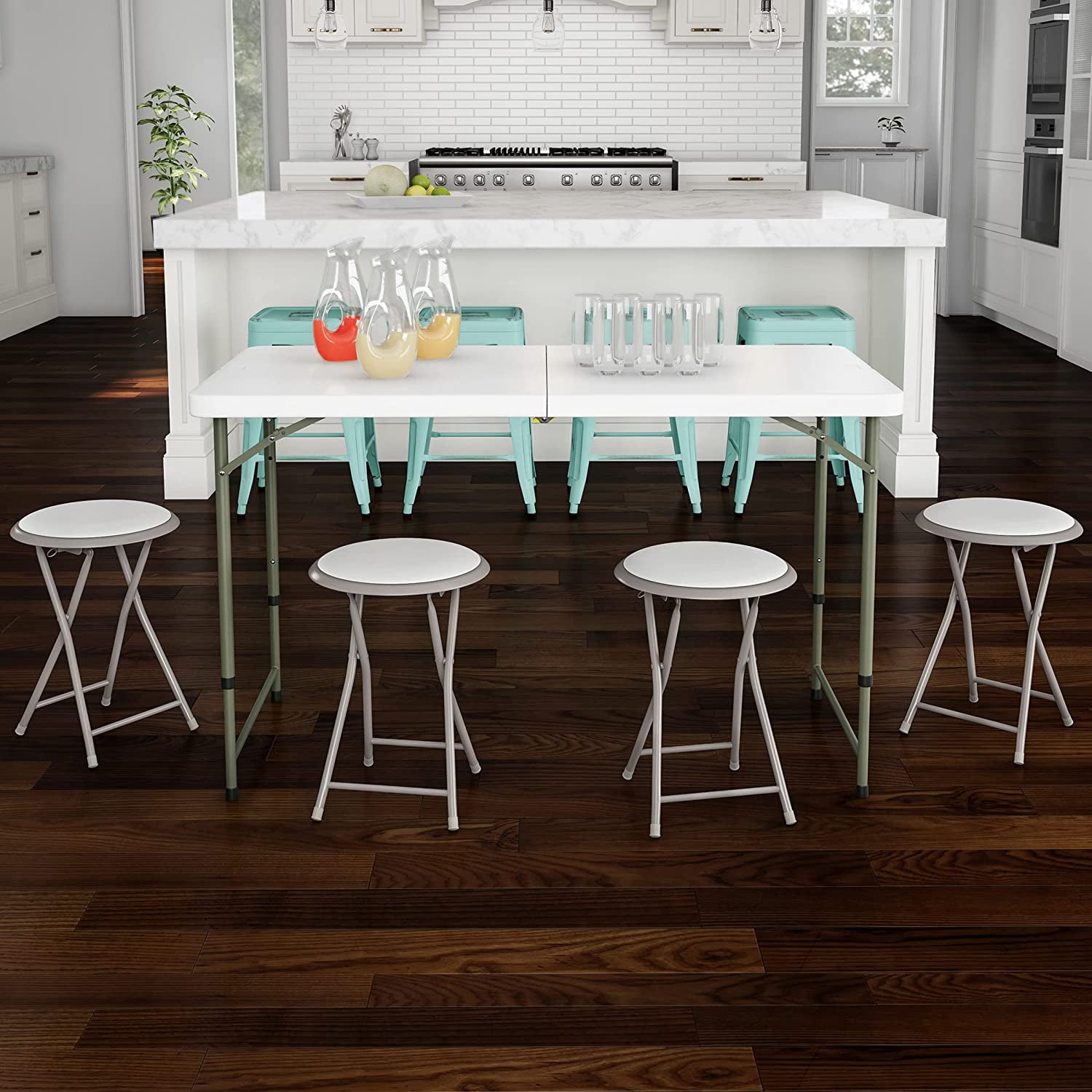 Folding Bar Stool - Heavy-Duty 18-inch Collapsible Padded Round Stool ...