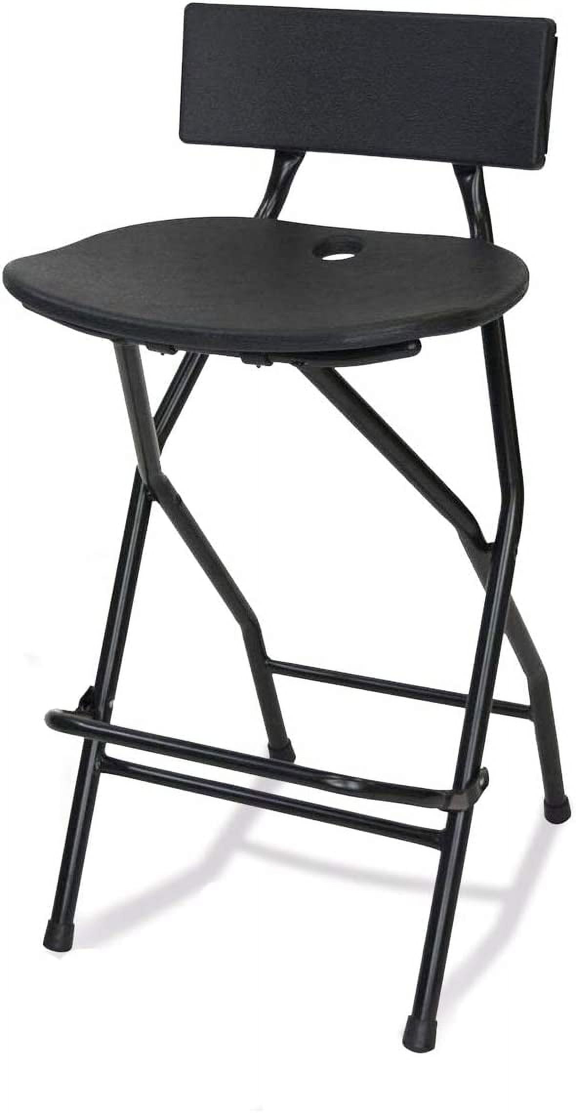 Folding Bar Stool with Backrest - Black Metal Frame Stool with Back ...