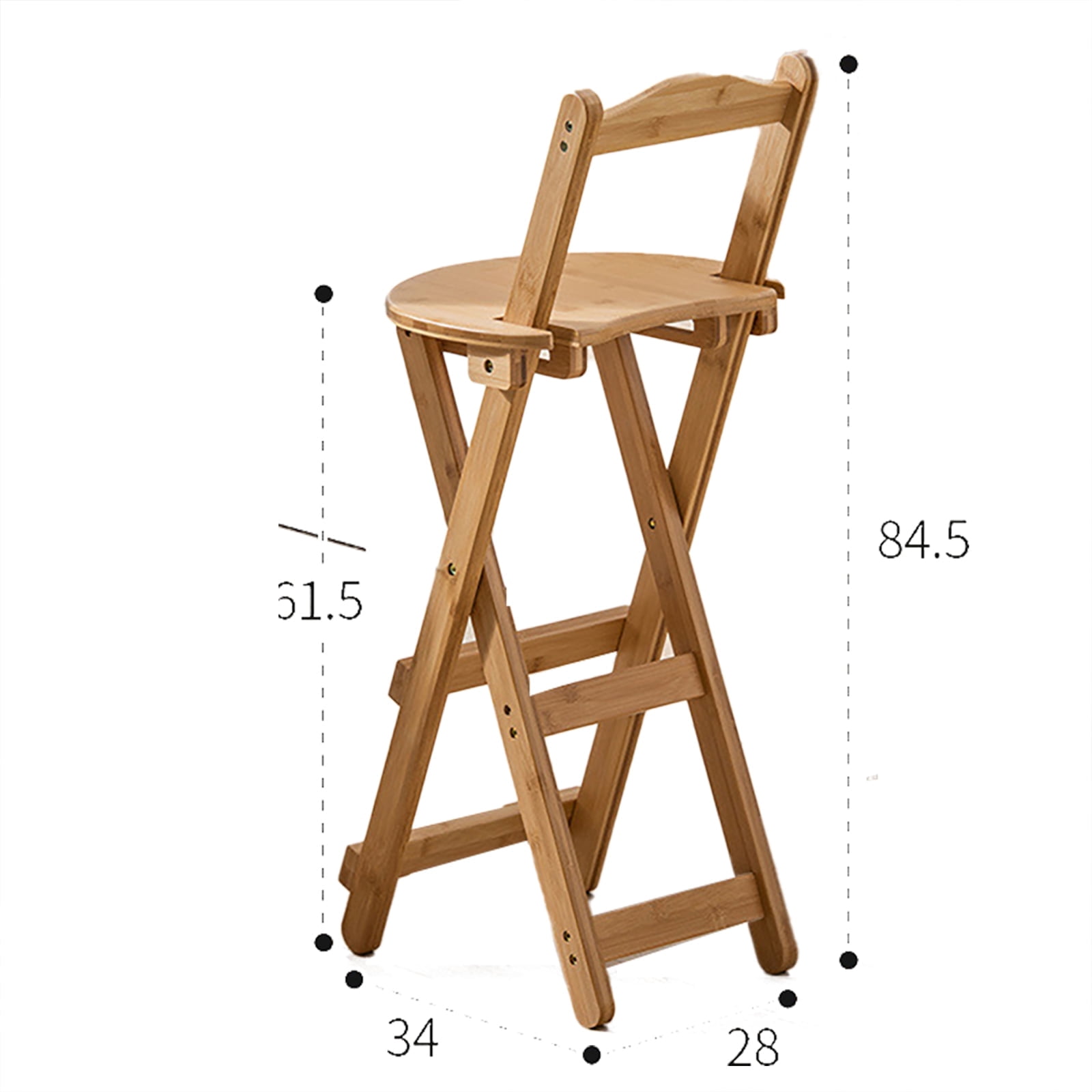 Folding Bar Stool with Backrest & Footrest,Portable Medium-Height Stool ...
