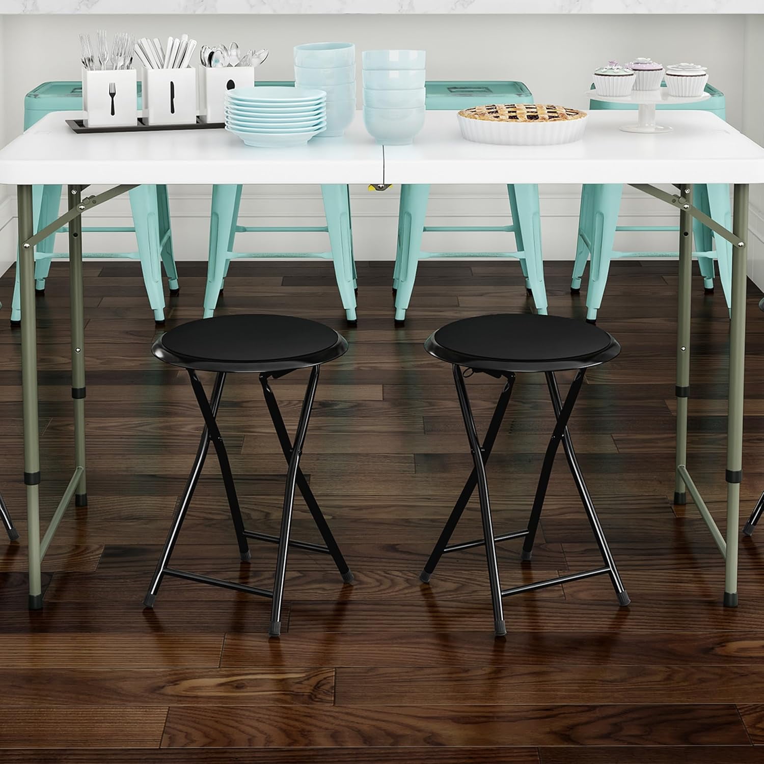 Folding Bar Stools - Set of 2 Heavy-Duty 18-Inch Stool - 225lb Capacity ...